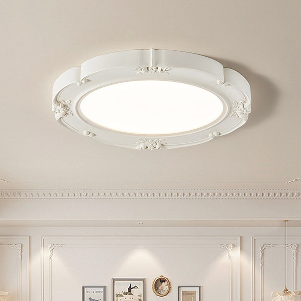 French Retro White LED Flush Mount Ceiling Light | VAXLAMP