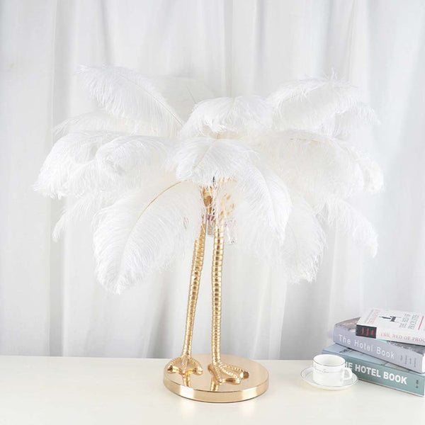 Unique Ostrich Feather Bird Feet Table Lamp | VAXLAMP